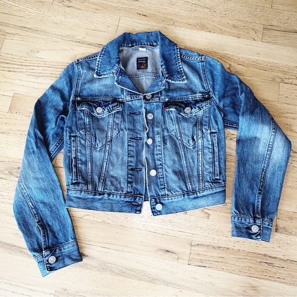 Levi's | Jackets & Coats | Levis Distressed Cropped Jean Jacket S ...